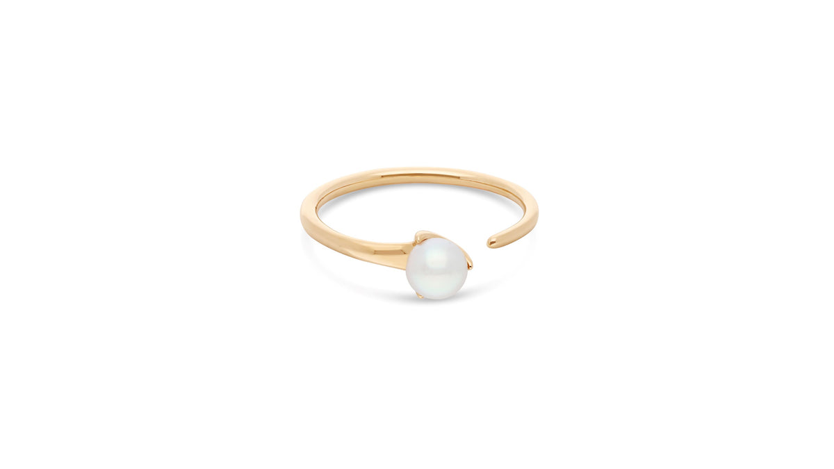 Small Pearl Open Ring - Yellow Gold – Vever.com